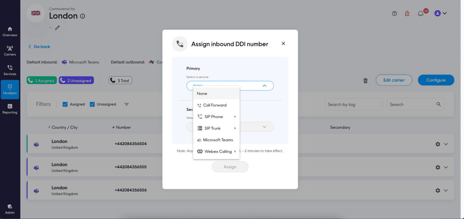 Unassigned Numbers in Microsoft Teams